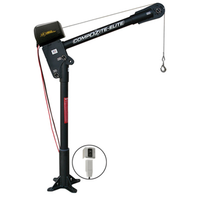 OZ COMPOZITE Elite Boom Arm Davit Cranes w/ 12 VDC Electric Winch, 1200 ...