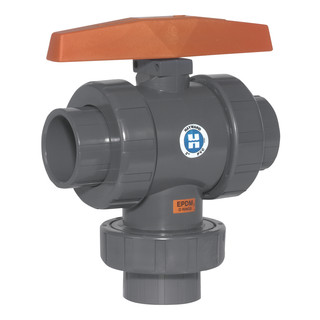 2-1/2" PVC 3-Way True Union Ball Valves with FPM O-rings, Threaded ...