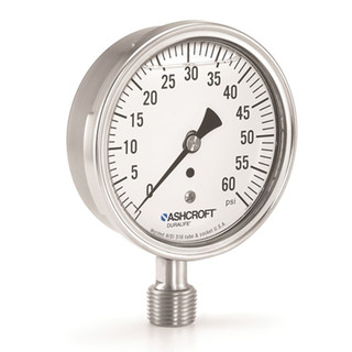 Ashcroft® 4" All-SS Liquid-Filled Gauge w/ 1/2" Connection, 30" Hg VAC ...