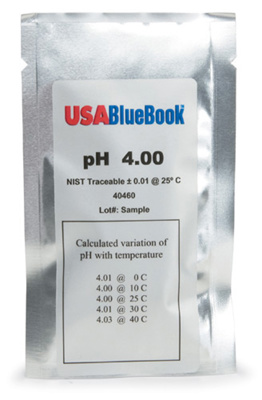 USABlueBook® pH 4.00 Buffer Pouches, NIST, 20 mL, 20/Pack | USABlueBook.com