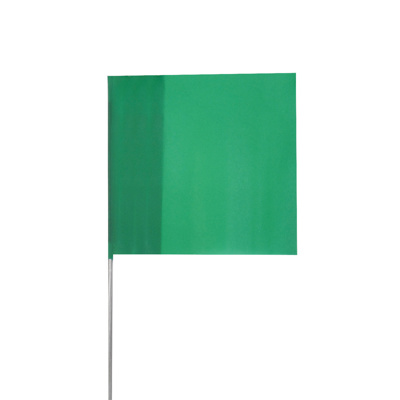 Green Marking Flag with 15" Wire Staff, 2.5" x 3.5", Plain, 100/Pack ...