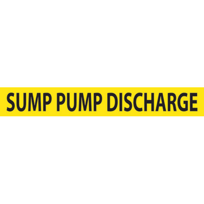 Self-Sticking Pipe Marker: Sump Pump Discharge, Yellow, 1 Large, CU ...