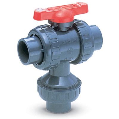 Asahi Type-23 3-Way Ball Valve PVC/EPDM, 1-1/2 in Threaded 2511015 ...