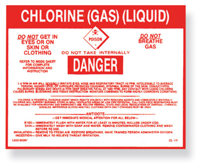 Right To Know Decal, Chlorine 3 1/2"x4 1/2" Sign | USABlueBook.com