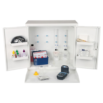 Metal Test Station Cabinet for 4 Burets with Fold Down Work Tray ...