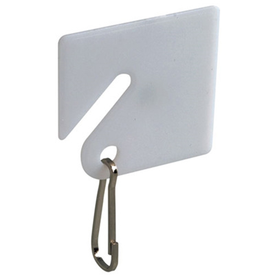 Slotted Key Tags with Hooks, White Plastic, 1-1/2", 20/Pack ...